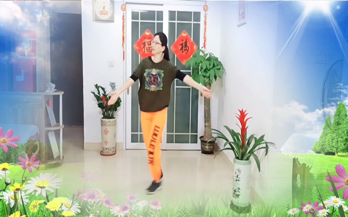 淡淡幽香广场舞《洗衣歌》舞蹈视频|简单好看的藏族圆圈舞