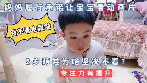 妈妈履行承诺让看动画片!2岁萌娃却坚决不看!专注力提升了!棒