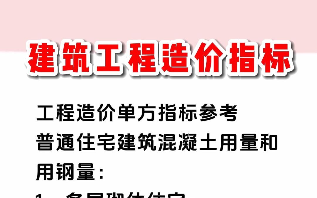 这些建筑工程造价指标,你都清楚吗?