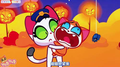 儿童趣味动画:大灰狼假扮成稻草人抢走了小猫咪的糖果