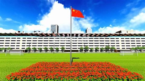 学校操场升国旗奏国歌动画-3,视频素材,素材网,凌晨两点素材网