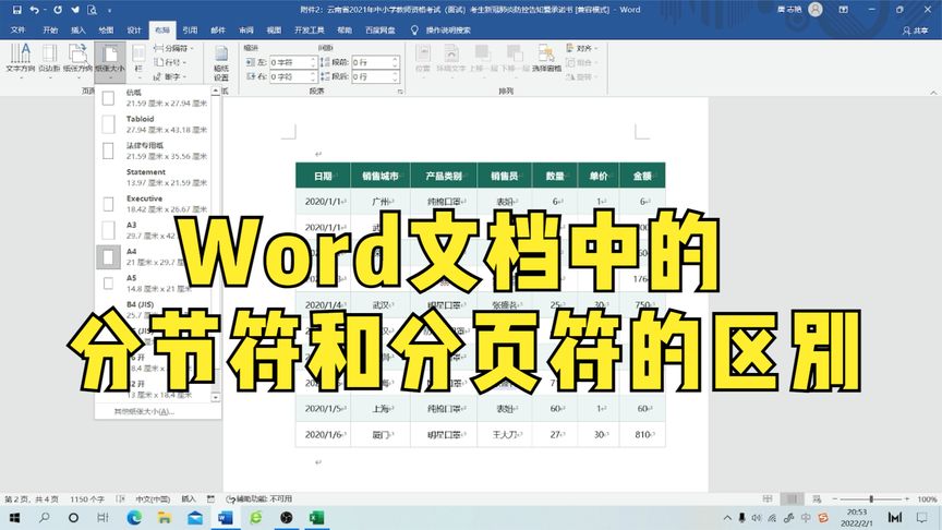 Word文档中的分节符和分页符的区别