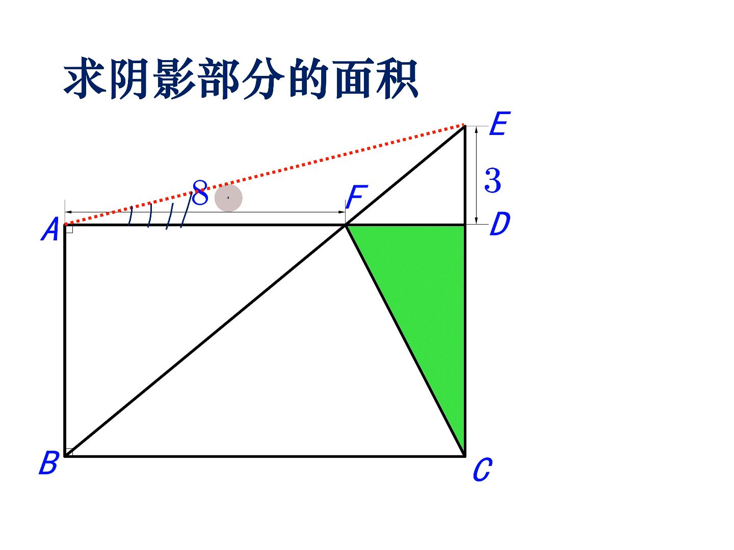 小学几何求阴影部分面积,告诉的两线段和所求找不到关联