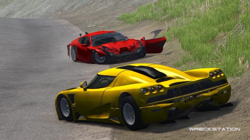 汽车仿真动画:落石撞击3