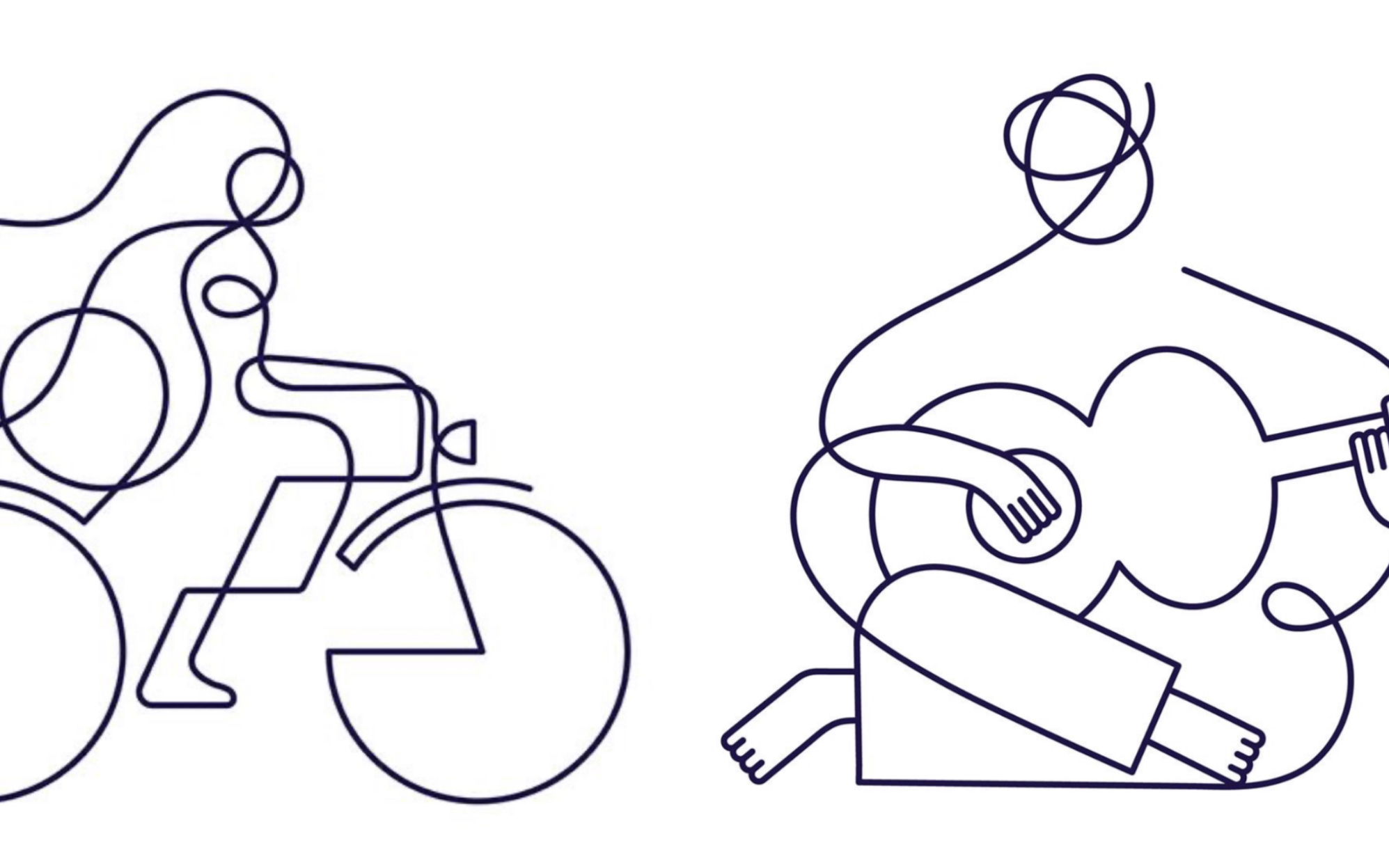 设计赏析/极简风格的线性插画,用抽象的线条勾勒出体态的精髓,个性...