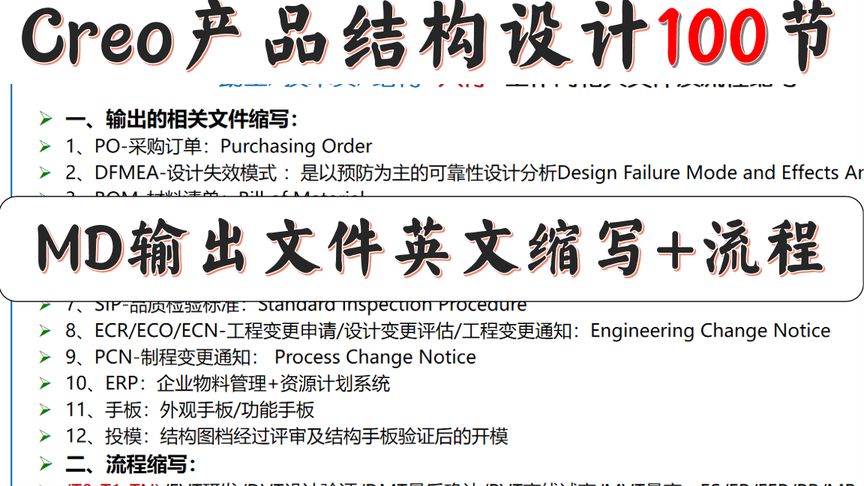产品结构教程04-输出相关文件DFMEA,SOP,SiP及流程EP,PP,MP英文