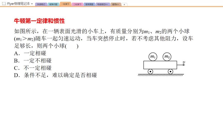 ⭐ 牛顿第一定理和惯性(小球是否会发生碰撞)