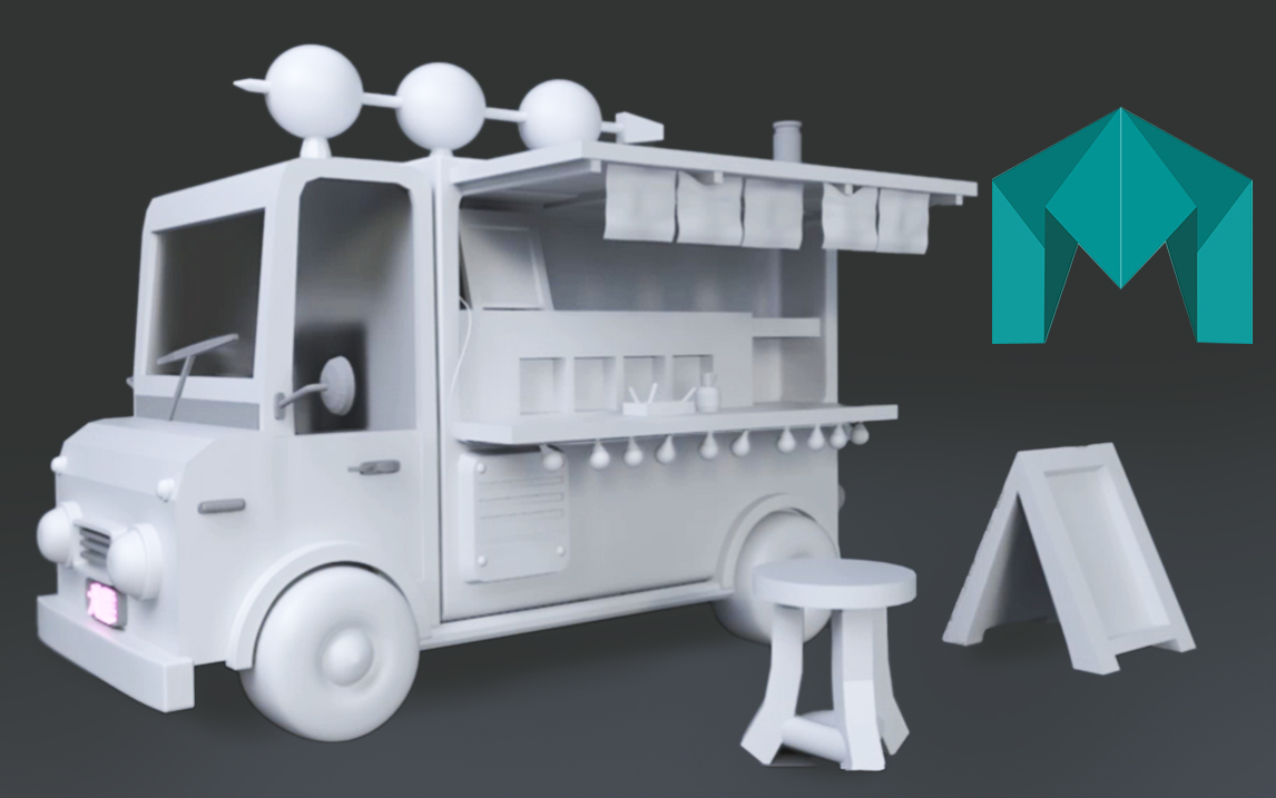 【maya建模】卡通风格小车制作案例教程,简单材质渲染