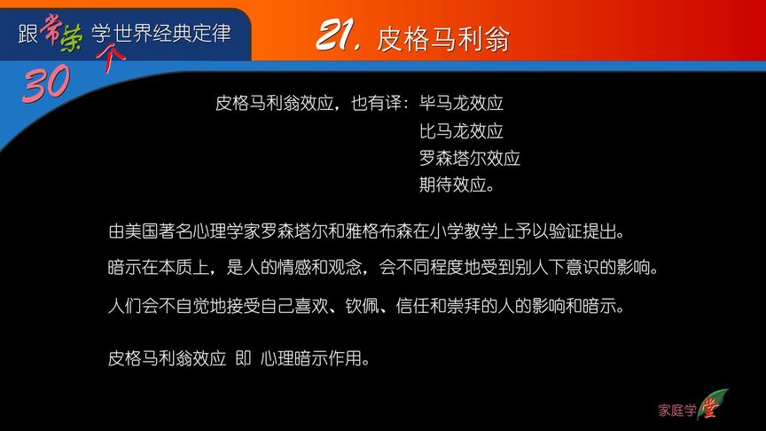 21 皮格马利翁效应 跟常荣学世界上最神奇的30个经典定律家庭学堂
