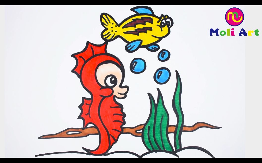 简笔画海马简笔画图片大全儿童画幼乐园画画作业简笔画学英语