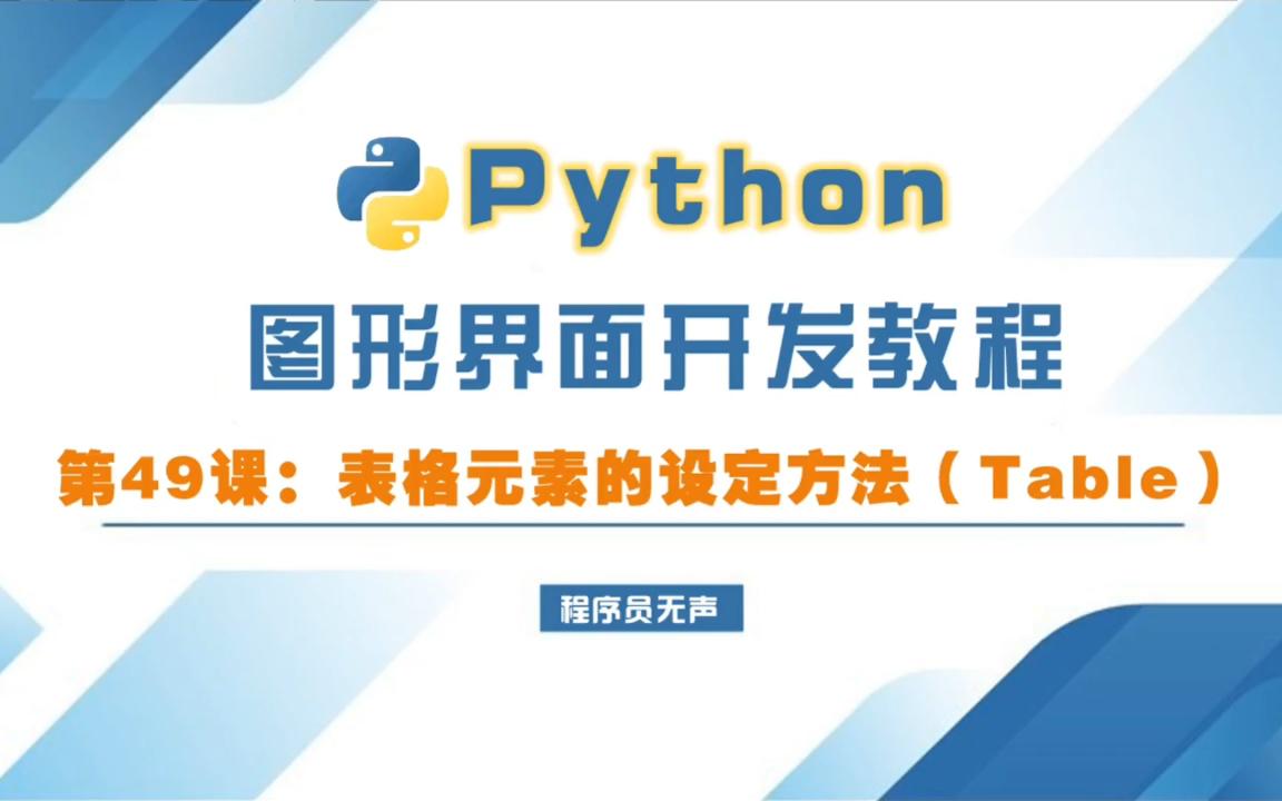 python图形界面开发教程49:表格元素的设定方法(Table)