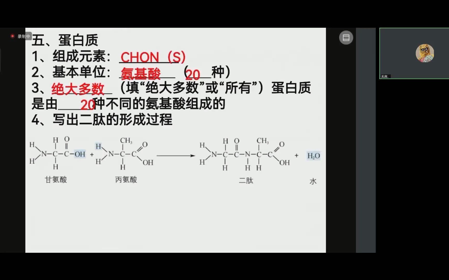生物一轮复习细胞的分子组成第二课时概念讲解