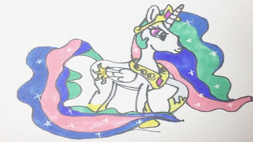 简笔画手绘《小马宝莉》,宇宙公主真美丽呀,像彩虹一样漂亮