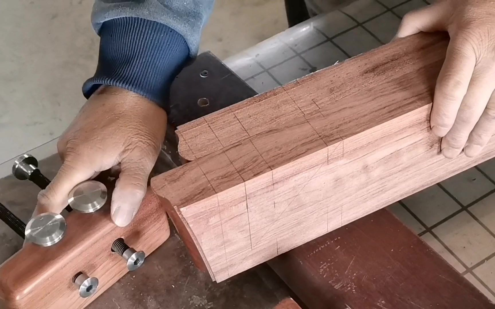 实木书桌制作-1,桌面榫卯划线