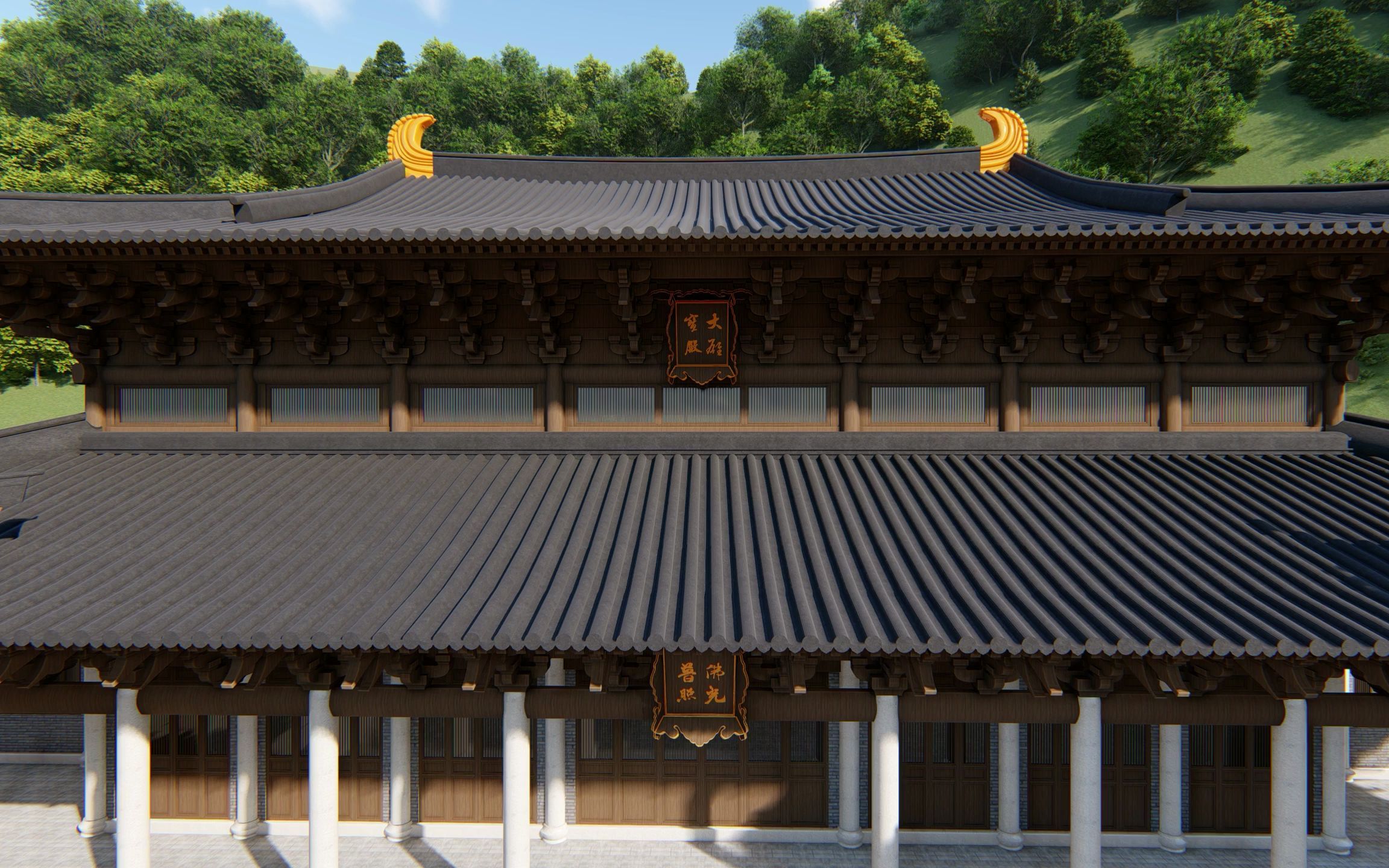 道林禅寺建筑设计动态演示