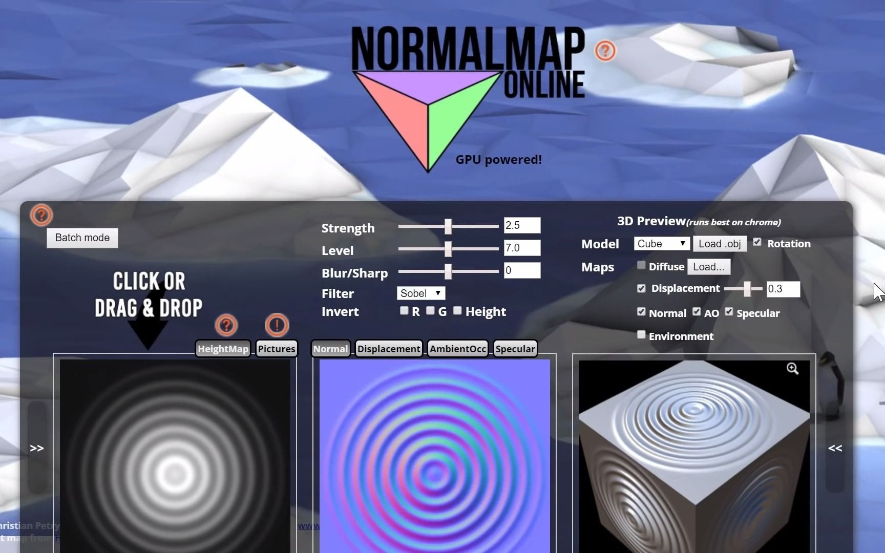 在线生成法线,置换,AO,高光贴图网站NormalMap-Online教程