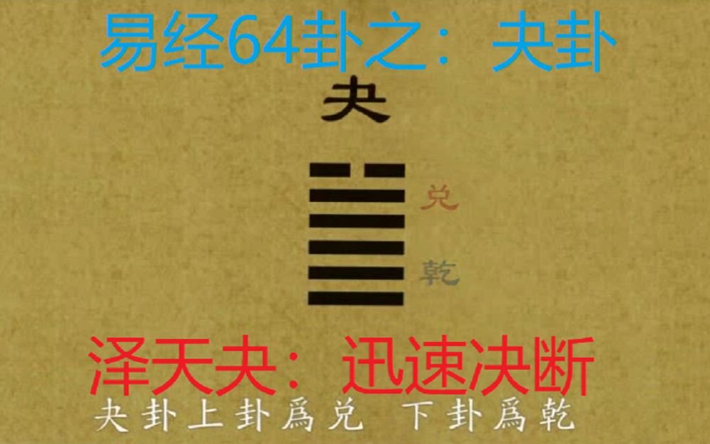 易经64卦【夬卦】:迅速决断,泽天夬,有名人名字就是取自此卦名:泽天