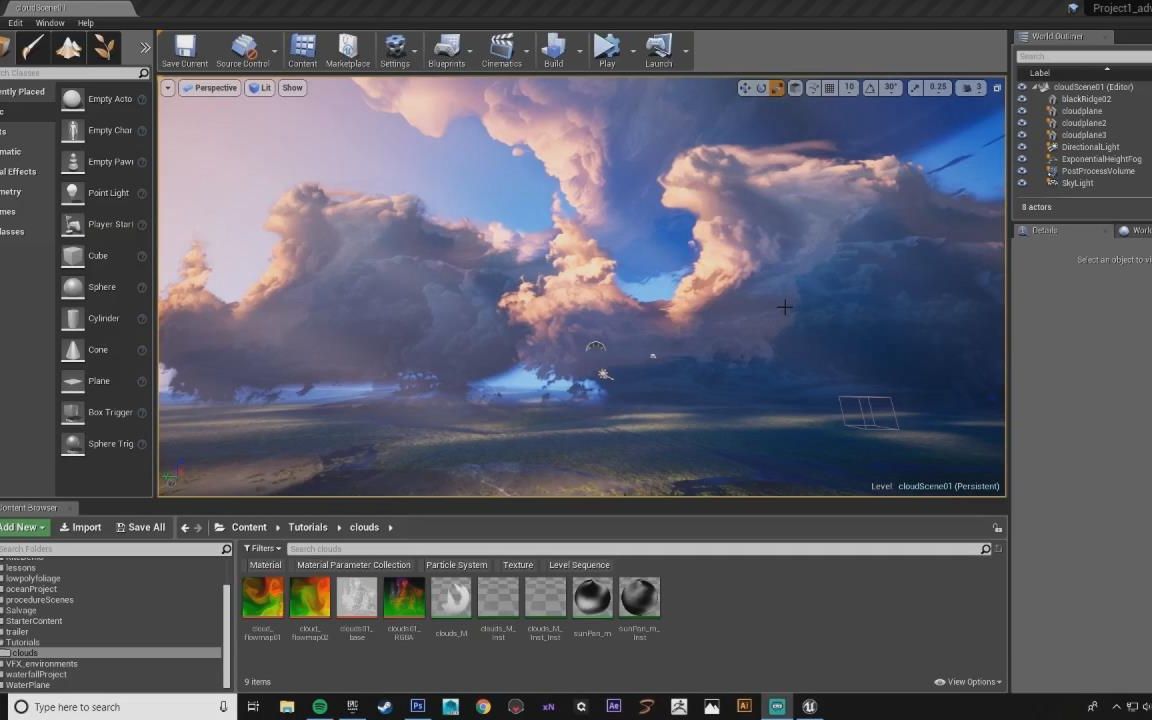 UE4游戏动态天空云场景纹理材质实例制作