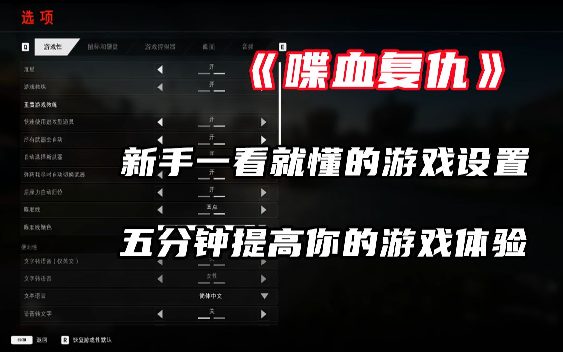《喋血复仇》新手一看就懂的游戏设置 五分钟提高你的游戏体验