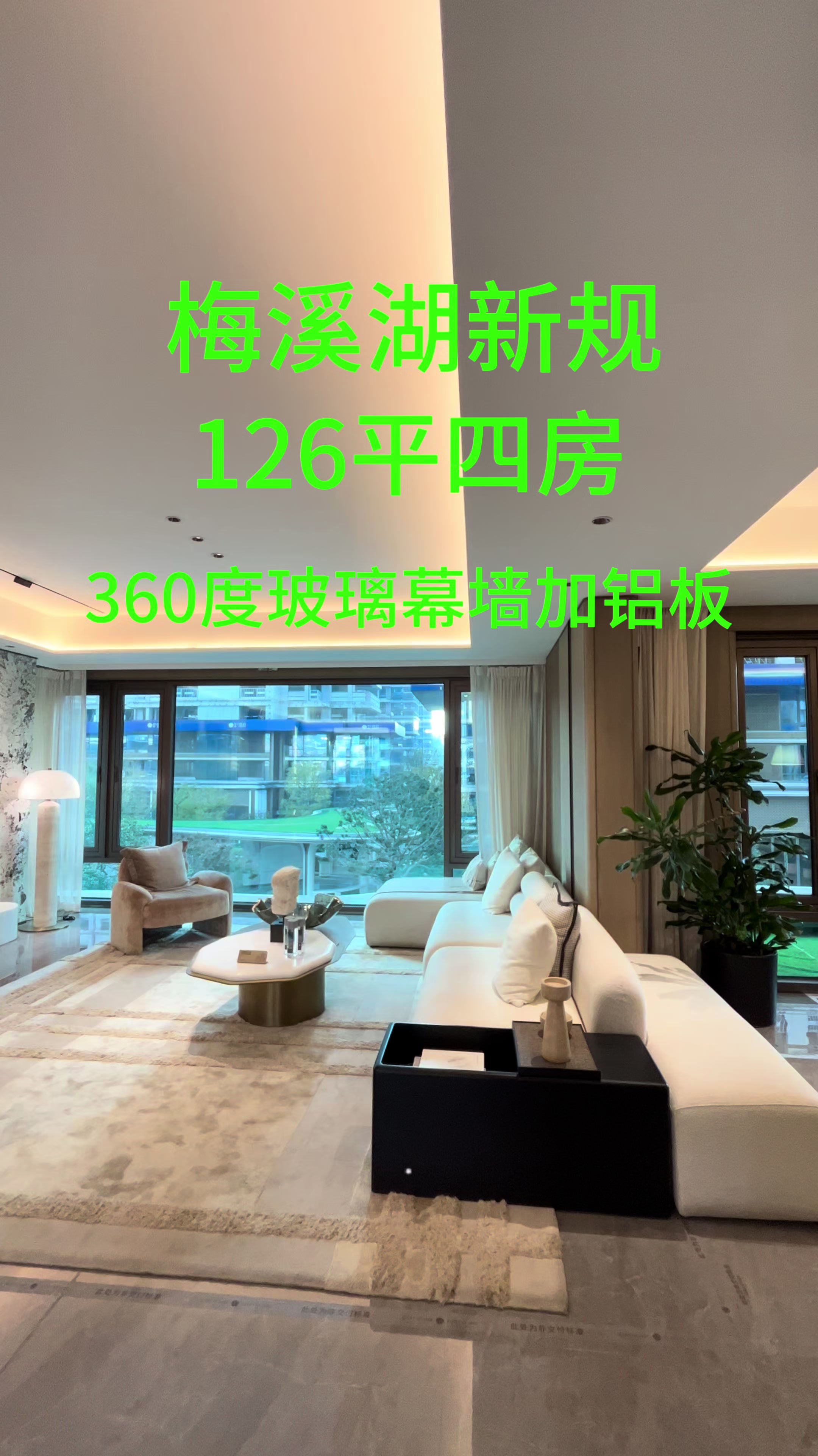 梅溪湖新规126平四房360玻璃幕墙加铝板的外立面 建面约126㎡全景...