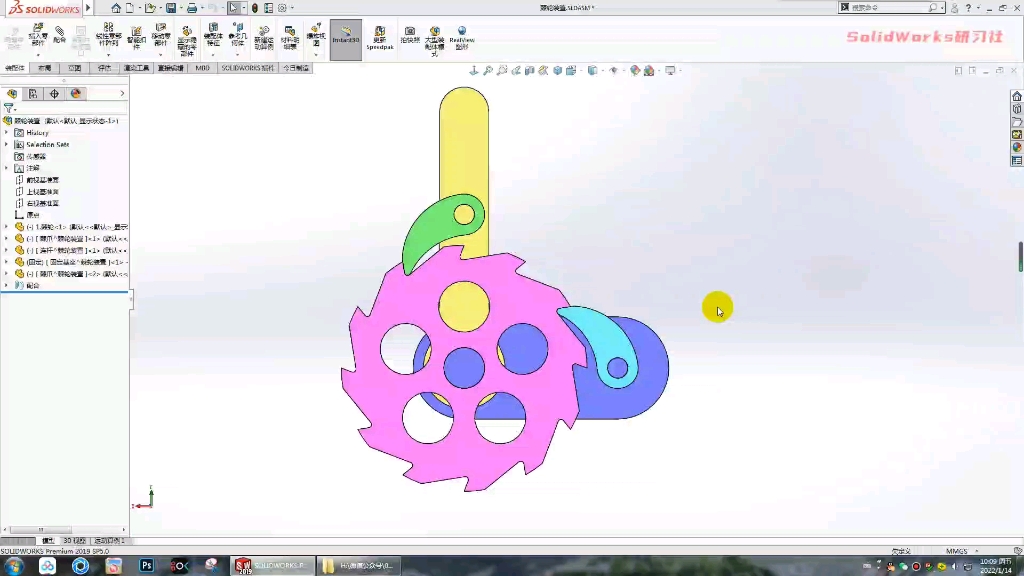 在SolidWorks装配体里画一个棘轮装置