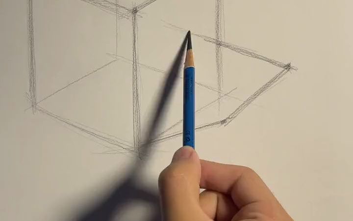 【素描】简单素描教程(正方体如何起型)