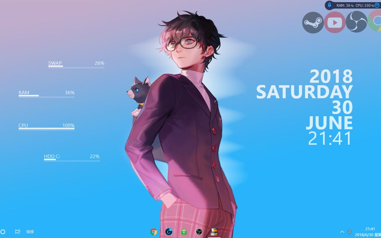 如何让你的电脑变得更美——Rainmeter动漫简约桌面