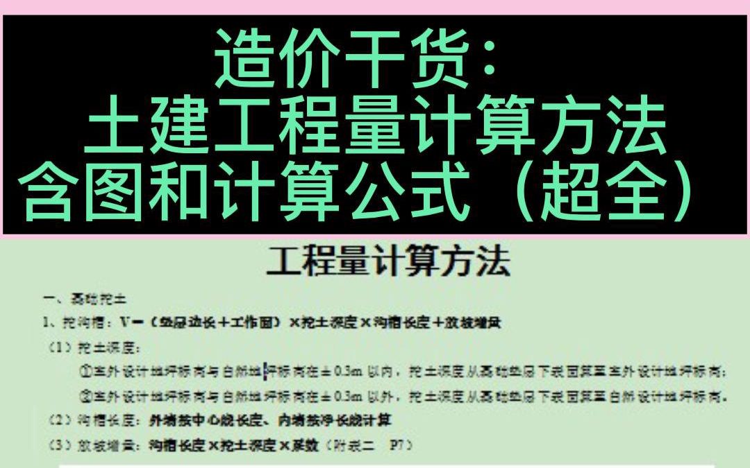 造价干货:土建工程量计算方法,含图和计算公式(超全)