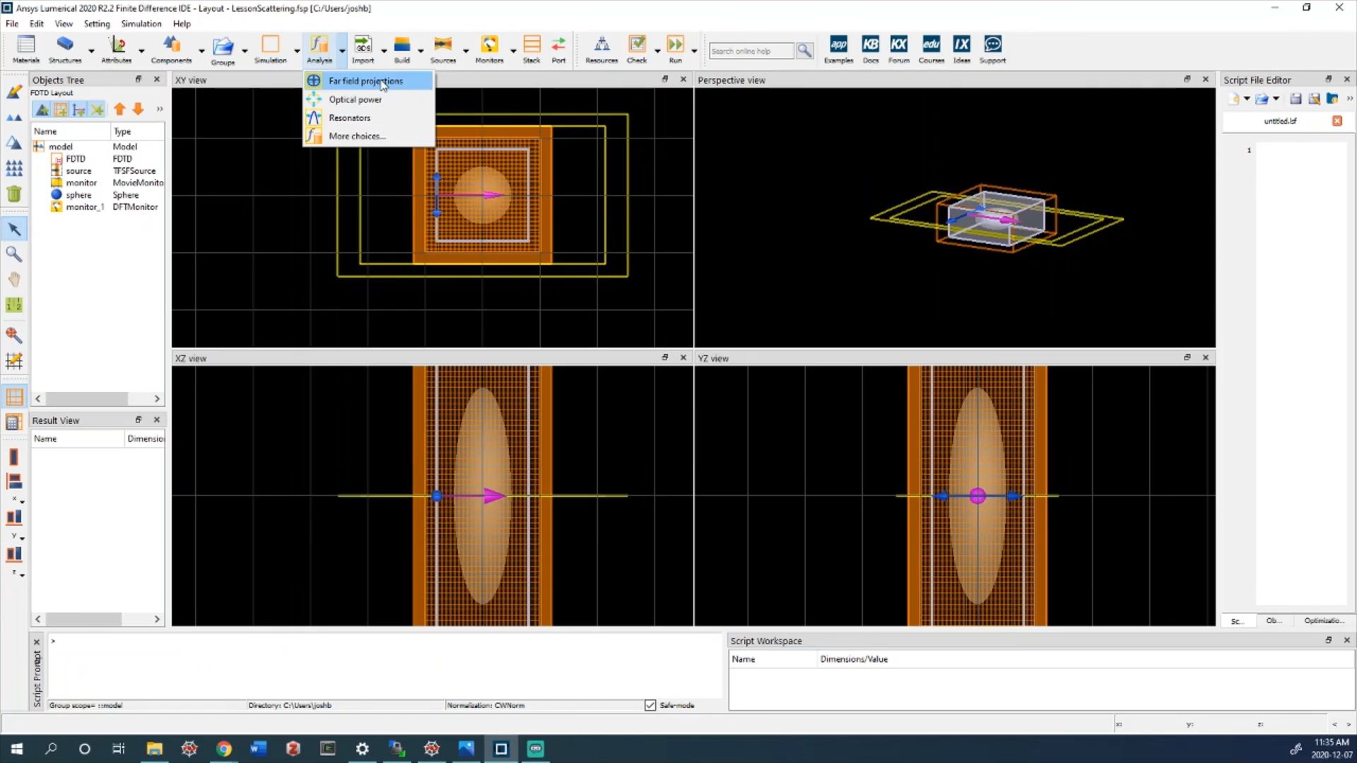 Lumerical FDTD教程-纳米光子散射模型[转载于油管]