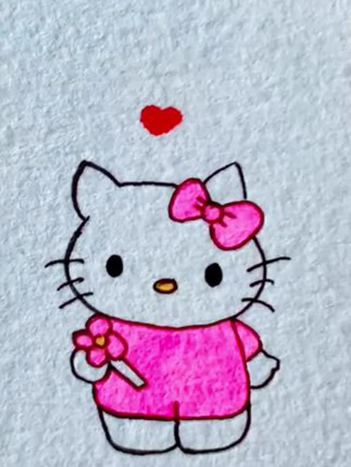 Hello kitty#简笔画 #跟着学画画 #每日一画 #亲子简笔画 #一起学画画