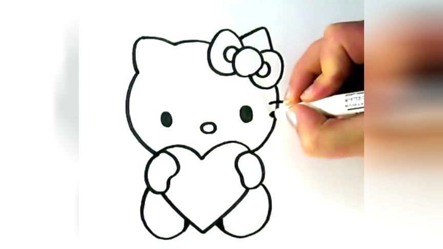 可爱hello kitty简笔画,不过要多画几笔,看了你也会喜欢的