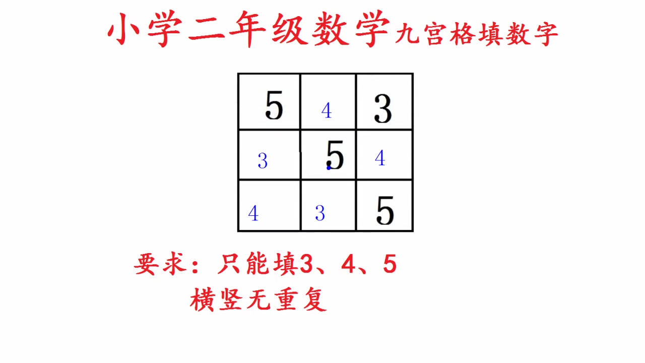 小学二年级数学九宫格填数字,学会排除法,那复杂的数独也能简单
