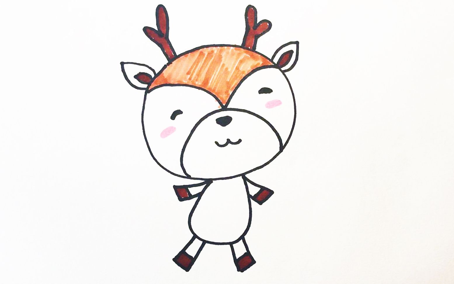 简笔画教程|画只可爱的小鹿在手抄报里,给孩子收藏吧!