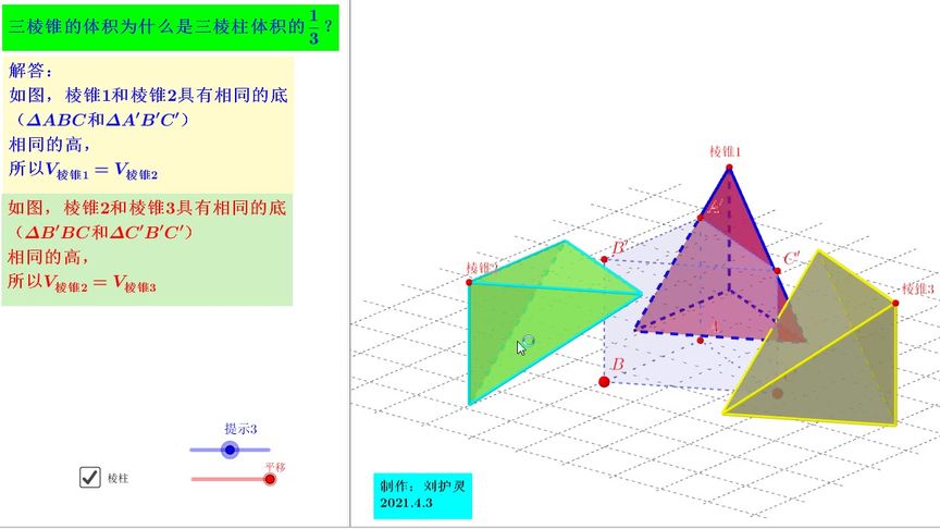 三棱锥的体积为什么是棱柱体积的三分之一形象演示