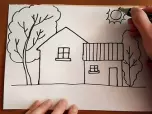 房子和树风景画简笔画跟李老师学画画