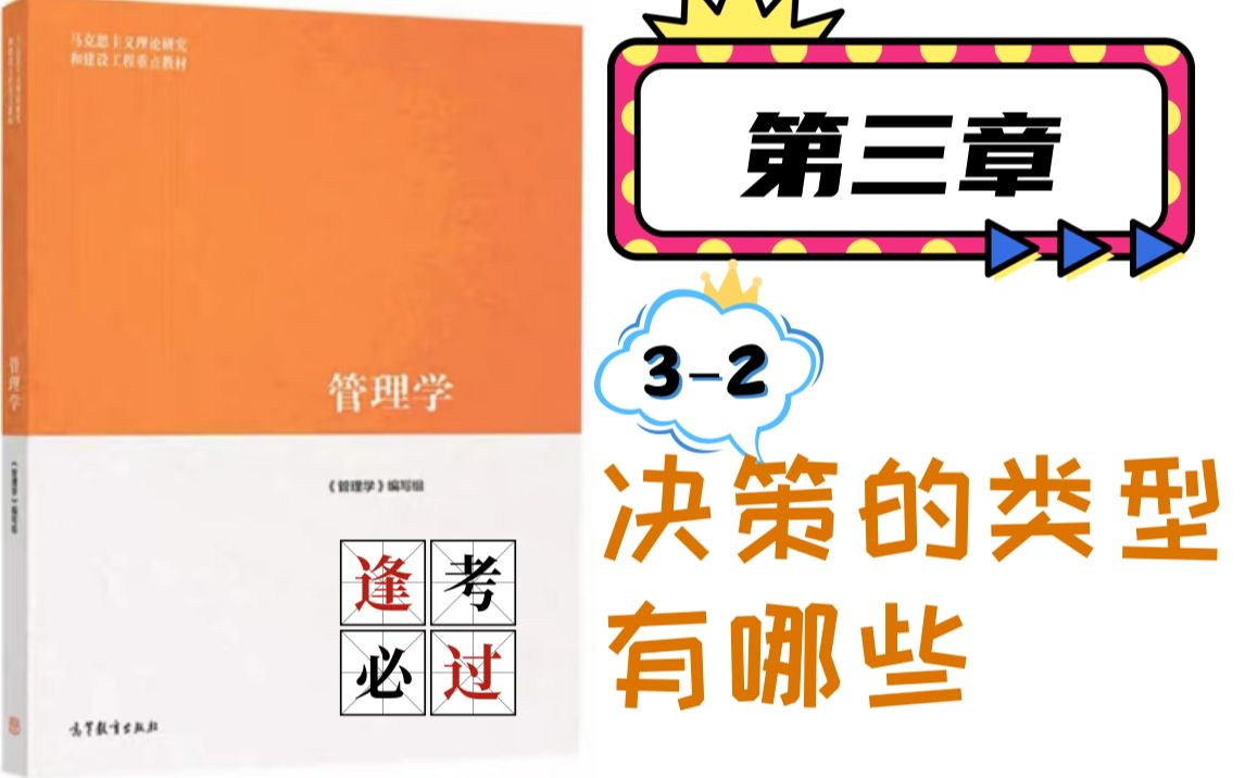 马工程《管理学》|3-2 决策的类型有哪些?
