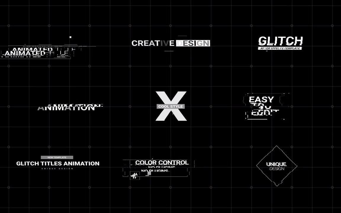 18个现代失真故障效果全屏标题动画AE模板