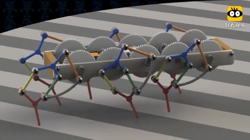 可以模拟动物走路的机械结构,这个设计非常的巧妙