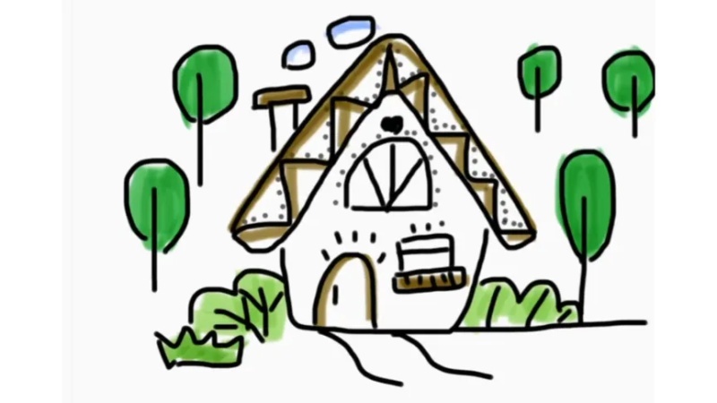 呀,乡村小屋啊!儿童简笔画大全,画画过程