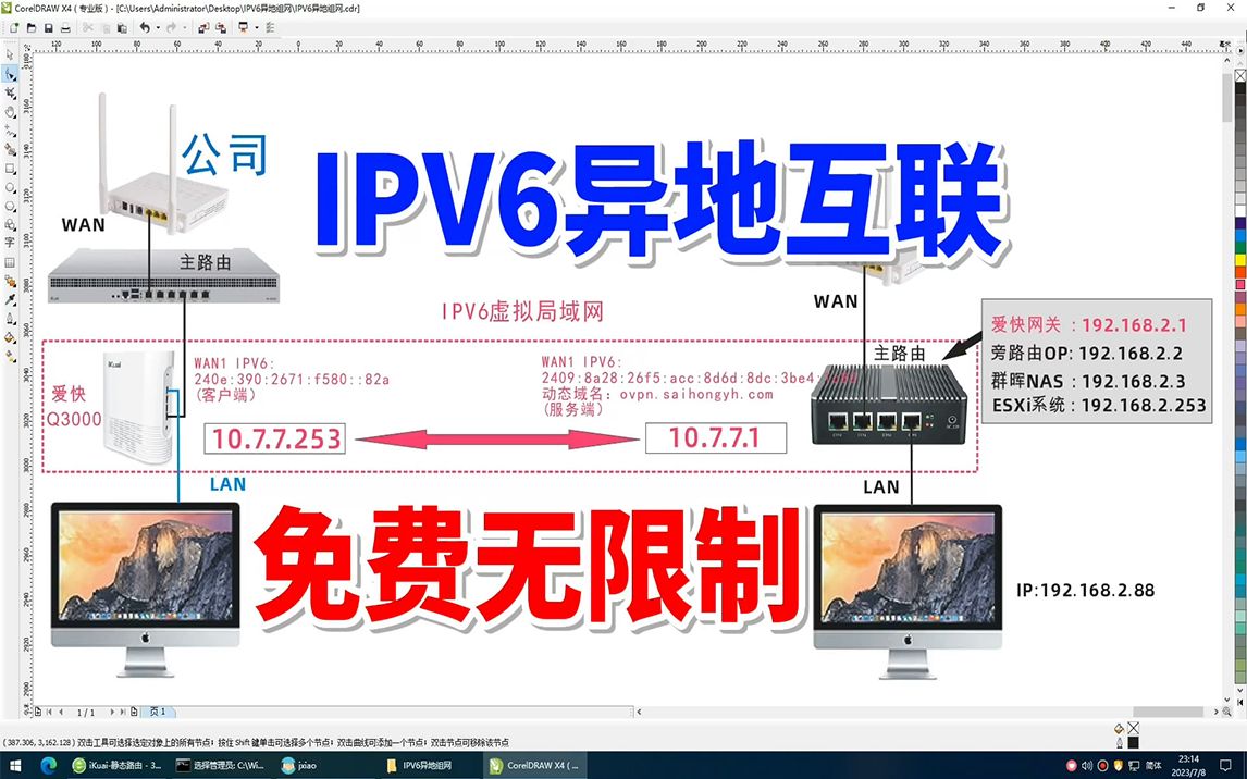 无需公网IPv4,用IPv6免费异地组网,实现多个地方局域网互联