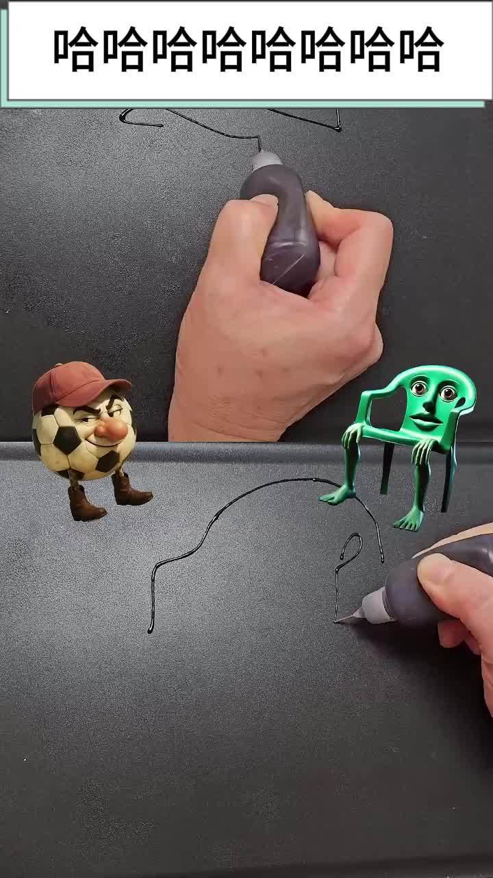 颜料画趣味卡通角色