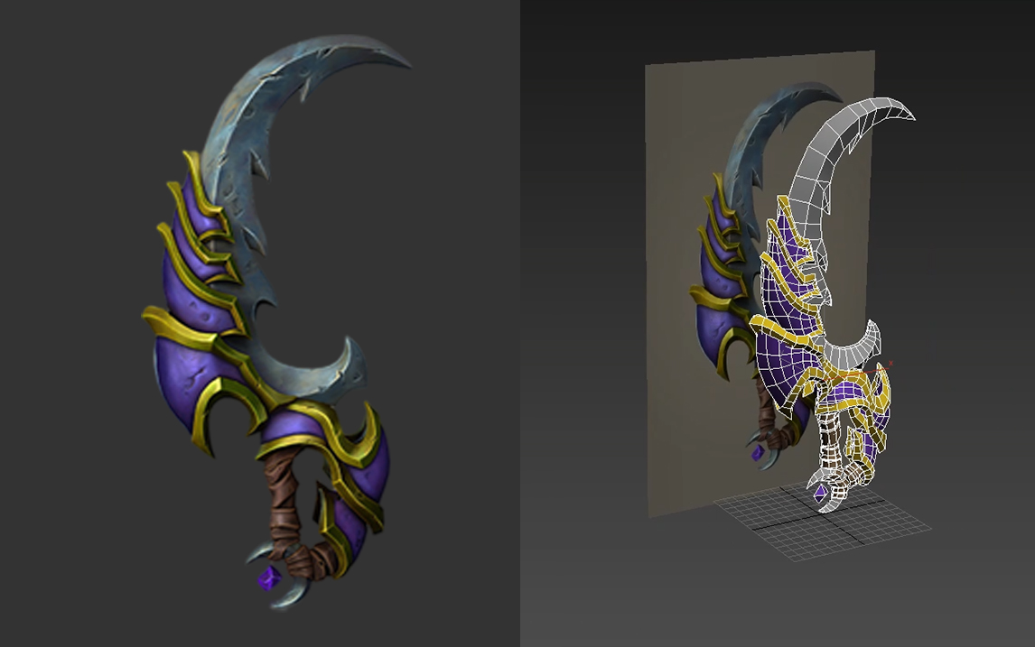 【3dmax】武器匕首模型制作、武器建模全流程