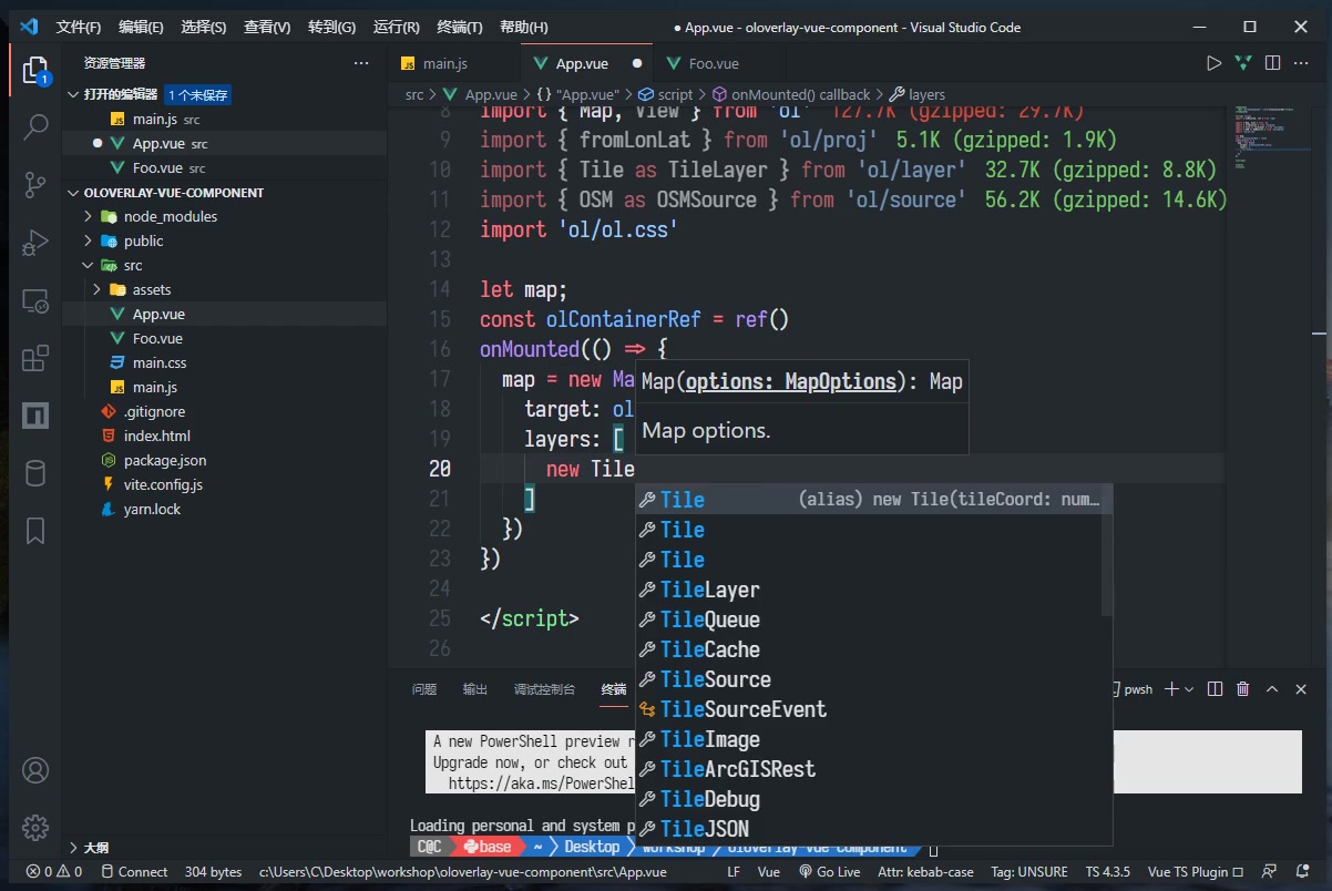 OpenLayers 的 Overlay 与 vue 组件结合案例