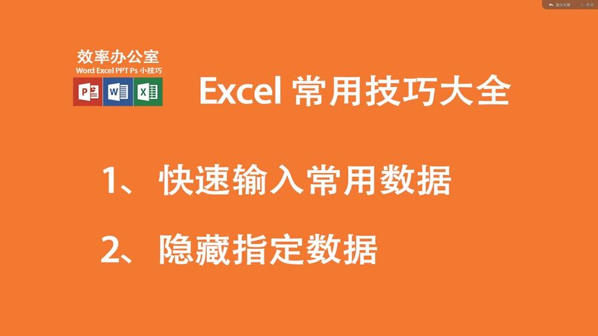 Excel常用技巧大全 如何快速输入常用数据 隐藏指定数据?