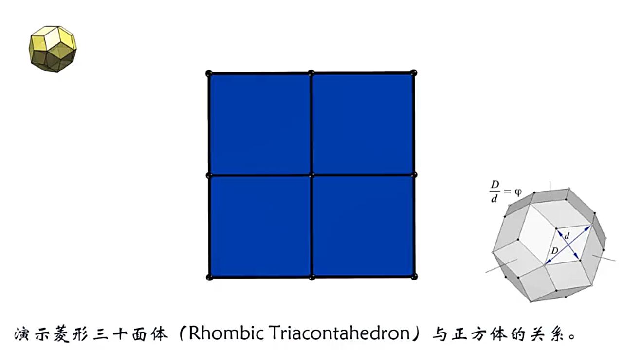 【C4D】动画演示菱形三十面体(Rhombic Triacontahedron)与立方体...