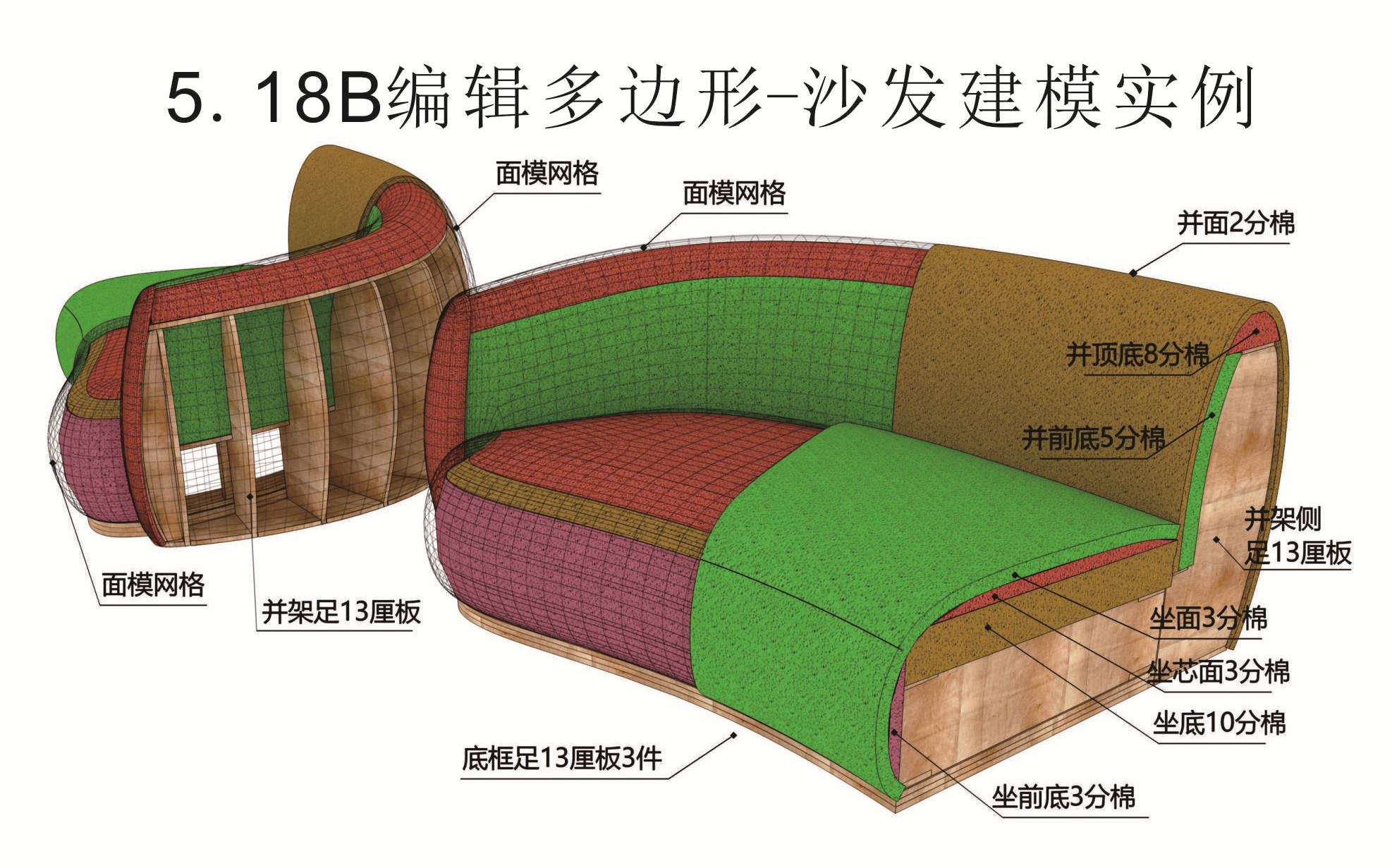 5.18B沙发3D打样-沙发建模实例