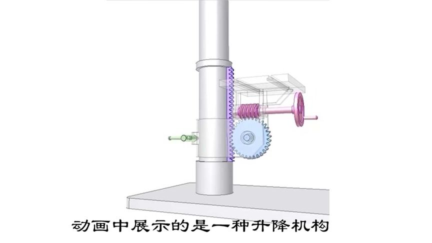 齿轮齿条加蜗杆,轻松实现传动方向的改变,实现上下移动