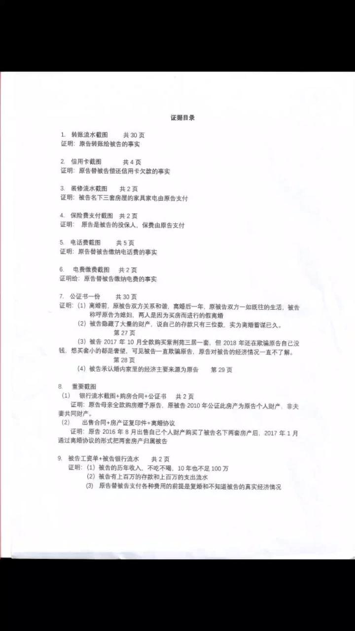 起诉我前夫附义务赠与纠纷的证据目录#离婚诉讼 #我将公开案件号