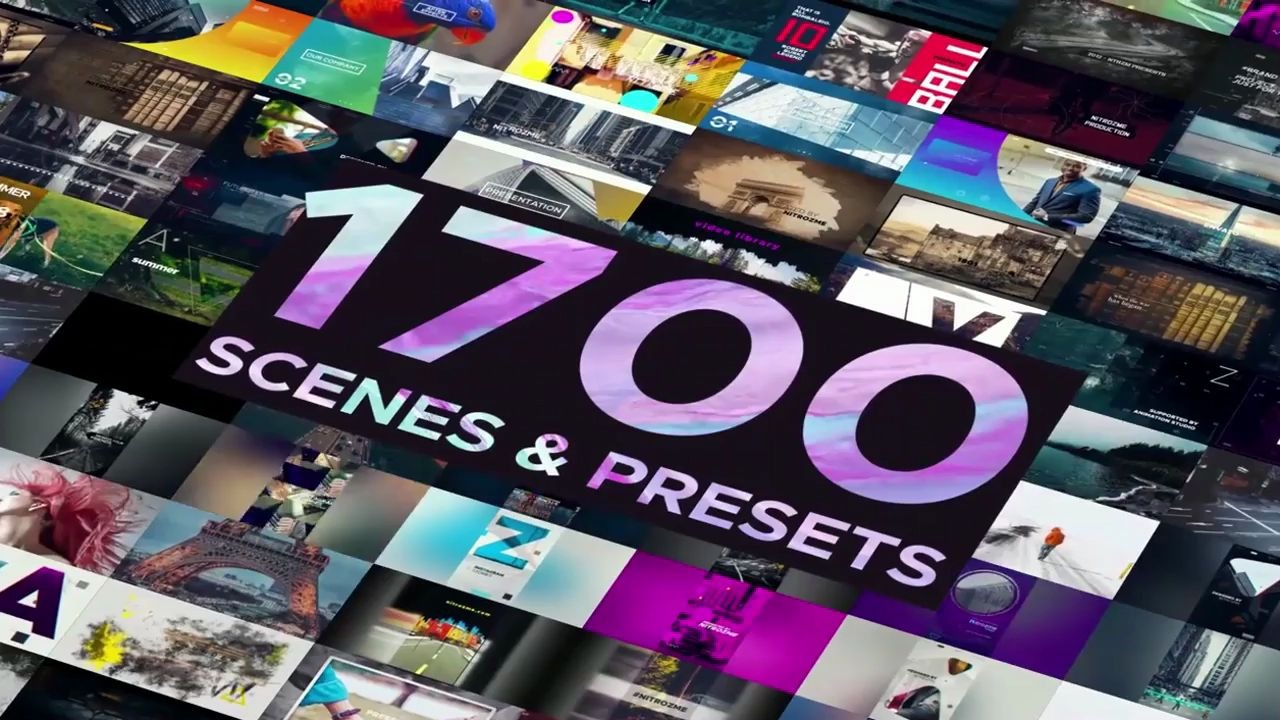 AE拓展脚本1700组视频转场特效包装动画预设