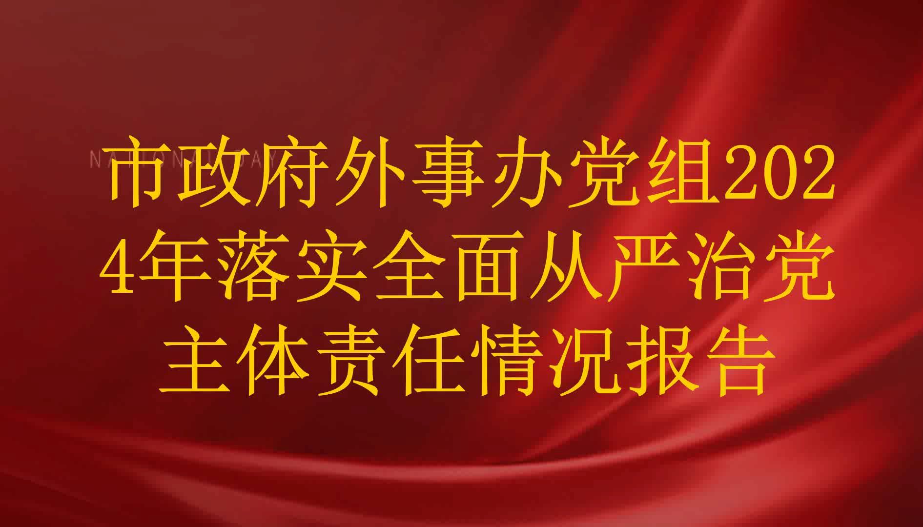 市政府外事办党组2024年落实全面从严治党主体责任情况报告